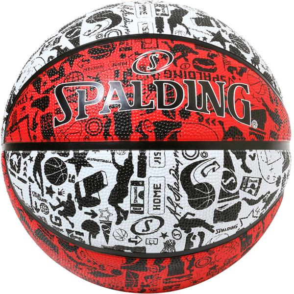 SPALDING スポルディング グラフィティ レッド×ホワイト 6号球 84530J　バスケット　アウトドアでのプレーに適した耐久性に優れるラバーを使用。