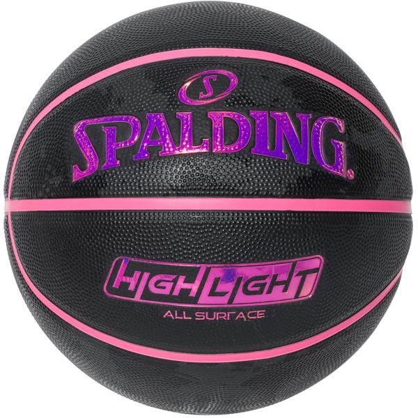 スポルディング SPALDING ハイライト ピンク  85158J　バスケット　躍動感、スピード感を表現した HIGHLIGHT ロゴがポイントのラバーボール。屋内、屋外どちらでも快適に使用できる、グリップ力の高いラバー素材を使用していま...