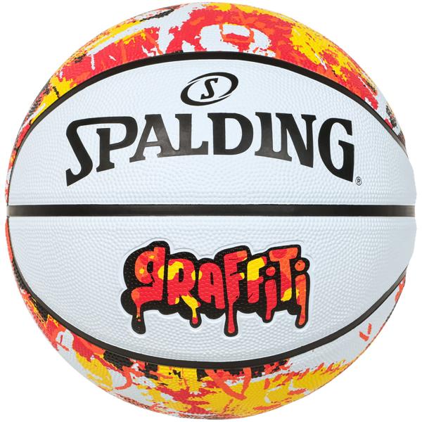 スポルディング SPALDING グラフィティ オレンジ×レッド ラバー SZ7 85264J　バスケット　ストリートアートをイメージしたグラフィティ柄を採用。鮮やかな配色にシンプルなロゴが目を引くラバーボール。  爆買