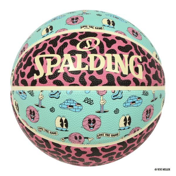 スポルディング SPALDING イェイェ・ウェラー ストリート スウィッシュ クリーム×ピンク×ターコイズ SZ 5  85474J　バスケット　自由なストリートスポーツであるバスケと[シティ]を組み合わせたアートのラバーボール。  爆買