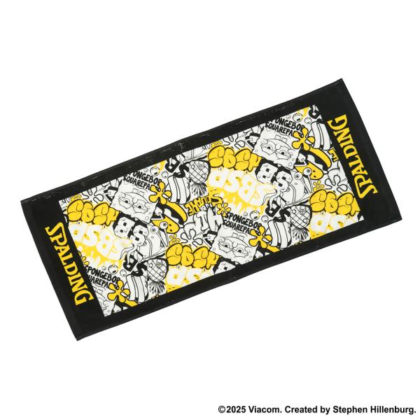 スポルディング SPALDING プリントタオル スポンジ・ボブ グラフィティ イエロー  SAT211320　バスケット　モノトーンにイエローがクールなスポンジ・ボブのグラフィティ柄のプリントタオル。  爆買