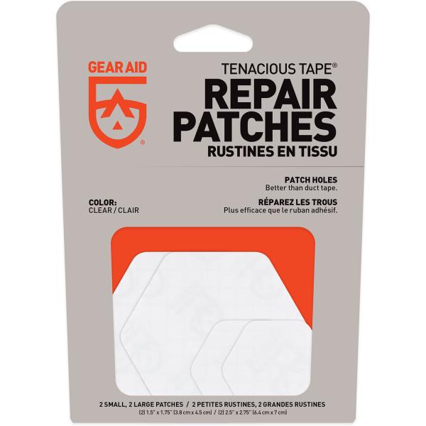 ギアエイド GEARAID ヘックスリペアパッチ クリア  13943　アウトドア　テントやテクニカルウエア類のホールを素早く補修することができるリペアパッチ4枚セットです。丈夫で耐候性のあるテープは、ギアエイドの特徴である六角形を象ってい...
