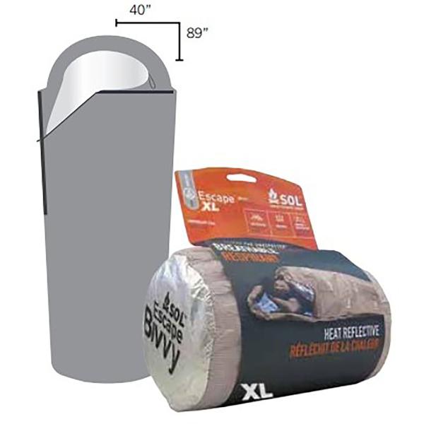 エスオーエル SOL エスケープヴィヴィ XL 14020　アウトドア　独自の透湿性素材を使い、内面は高純度なアルミ蒸着加工が施され体熱の 70 を反射保持する、マミータイプの寝袋状につくられた画期的な製品。大判サイズ。  爆買