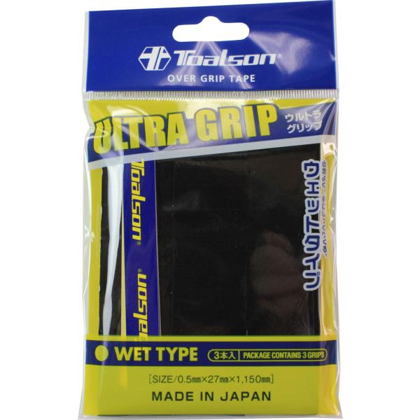 トアルソン Toalson テニス用オーバーグリップ ウルトラグリップ3本入り ブラック  1ETG0534　テニス　オーバーグリップ 【上巻き用グリップ】。トッププロからビギナーまで幅広くお勧めできるオーバーグリップです。手のひらに心地良...