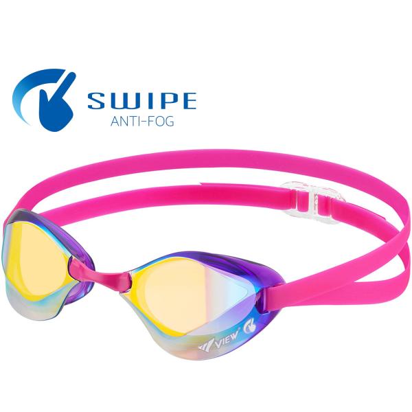 ビュー VIEW ブレードエフ スワイプ アンチフォグ BladeF SWIPE 競泳用 スイミングゴーグル レーシング くもり止め ミラータイプ UVカット 選べる鼻ベルト  V122SAM VOORM　スイミング　世界中のトップスイマー...