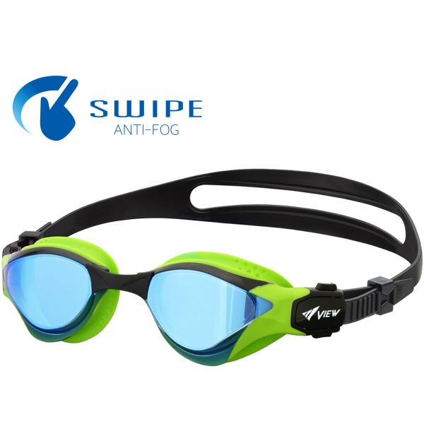 ビュー VIEW DELFINA SWIPE トライアスロン レーシング クッション付 スイミングゴーグル ミラーモデル メンズ レディース ダイビングマスク くもり止め   V2000SAM BLGB　スイミング　あらゆる自然環境下での使...