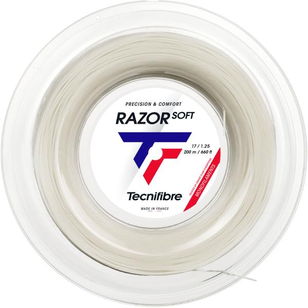 テクニファイバー Tecnifibre RAZORSOFT1.25カーボン200M  04RRAS125N　テニス　ツアーで使用されている最も柔らかいポリエステルストリングの一つ。レーザーコードの特徴である精度の高さと耐久性の高さを持ちつつ...