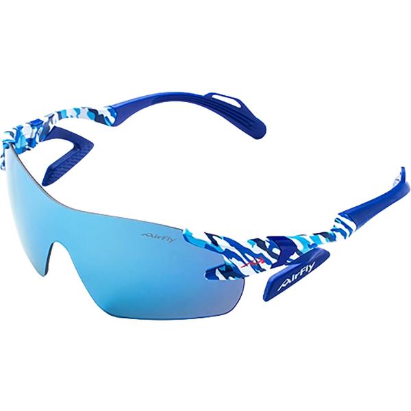 エアフライ Airfly 鼻パッドのないスポーツサングラス AF-301 C-4 BLUE CAMOUFLAGE ブルーカモフラージュ 反射防止コート UVカット率99以上 熱中症対策  AF301C4　メガネの聖地、鯖江市でデザイン.設計...