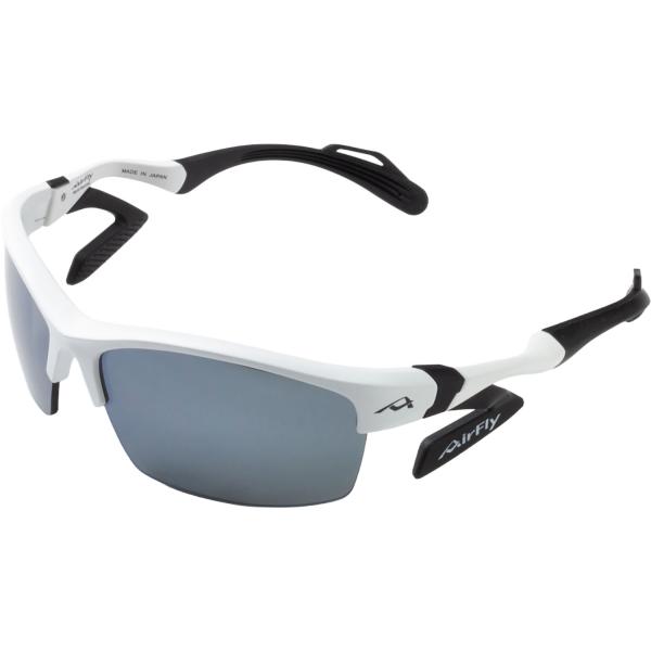 エアフライ Airfly 鼻パッドのないスポーツサングラス AF-303 C-2 WHITE MATT 反射防止コート 可視光線透過率11 UVカット率99以上 女性 熱中症対策  AF303C2　女性向けにラウンドシェイプタイプのレンズを...