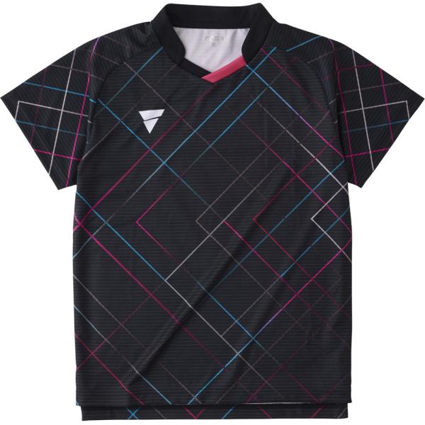 ヴィクタス VICTAS V-GS319  512312 1000　卓球　シャープな直線的なカラーラインの重なりで[明日を切り開く]を表現したシンプルなゲームシャツです。  爆買