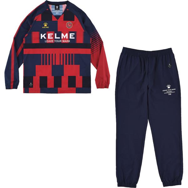 ケレメ KELME コントラスト ピステスーツ  KC25F308　フットサル　昇華プリントのパネルデザインを採用したリーズナブルピステスーツ。やわらかでややストレッチのある生地がとても着やすい。長期に着用できる裏無しのピステ。