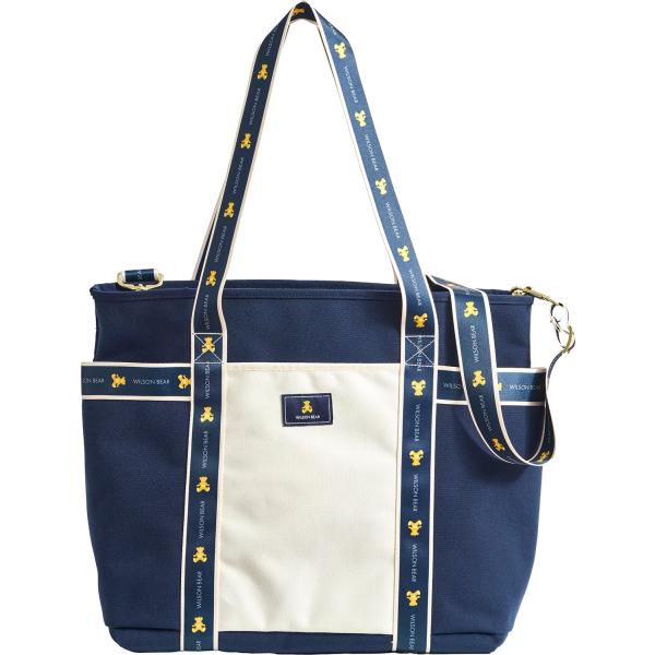 ウイルソン Wilson BEAR JPN COLLECTION TOTE 2025 Navy トートバッグ カバン 紺色 ラケット2本収納可能 大容量 部活 クラブ活動 サークル  WR80480020　テニス　人気のONE BEARシリ...