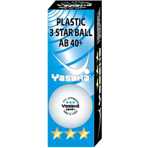 ヤサカ Yasaka 卓球公認球 ヤサカ3スターボール AB40+3個入 ホワイト  A60　卓球　J.T.T.A(日本卓球協会)とI.T.T.F(国際卓球連盟)公認のプラスチック製3スター球です。従来品[ヤサカプラ3スター SLB(3個入...