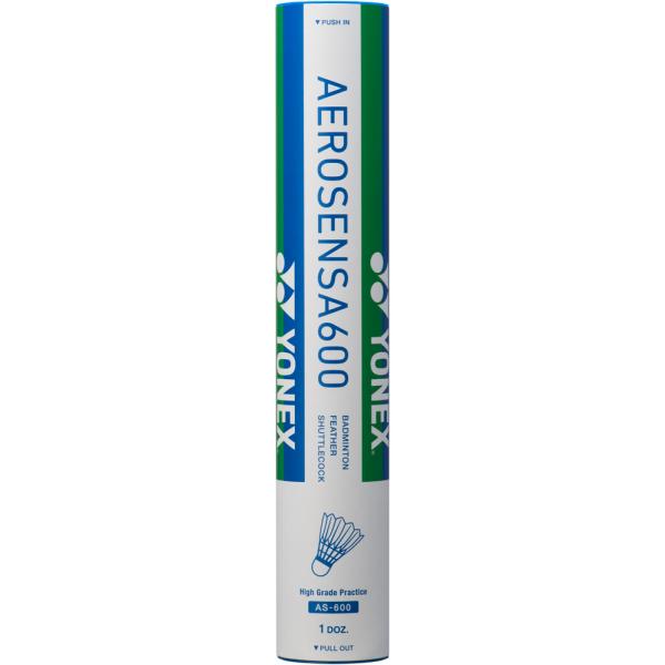 ヨネックス YONEX エアロセンサ600 1筒12個入り 水鳥シャトル AS-600 練習球  AS600　バドミントン 　天然コルクを使用したエアロセンサ600。練習用に最適な高品質シャトル。