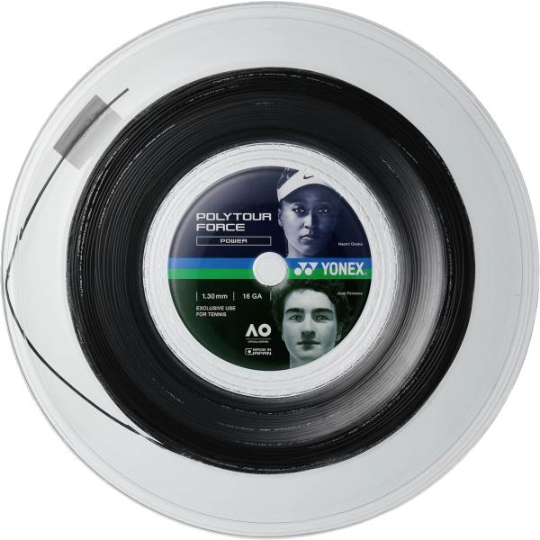 ヨネックス YONEX ポリツアーフォース 125 200M  PTFO25R2　テニス　掴みと高反発で精度の高いパワーショットを実現。柔軟成分を増した配合の調整とストリングの表層の分子配向を不均一にすることで打球時の喰いつき感の向上及びボ...