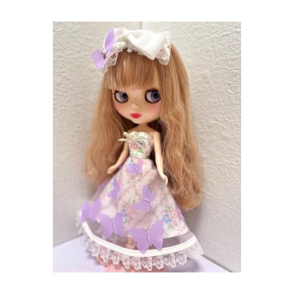 no.B1240013・[1/6Doll・ネオブライス用]  mignonne fille「ふらわーバタフライドレスセット」・サイズ：ネオブライス・内容：ドレス、ヘアアクセサリー　　各1点※柄の出方は画像と異なる場合がございます。ご了承くだ...