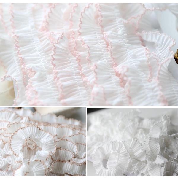 素材/シフォン2cm幅のシフォンをプリーツ加工、縁はピコ刺繍をしています。約90cmの長さです。加工品のため　ピコ刺繍などの糸調子にばらつきなどみられる場合が有りますが　ご了承ください。※商品下の什器は付属致しません。※モニター環境や端末、...