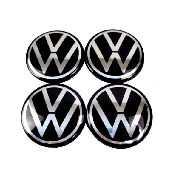 フォルクスワーゲン（VOLKSWAGEN）のNewロゴデザイン/VWエンブレムがデザインされた、ホイール・センターキャップの１セット(4pcs)です。サイズは直径66mmで内径は57mm、カラーはブラックとクロームメッキのコンビです。VW ...
