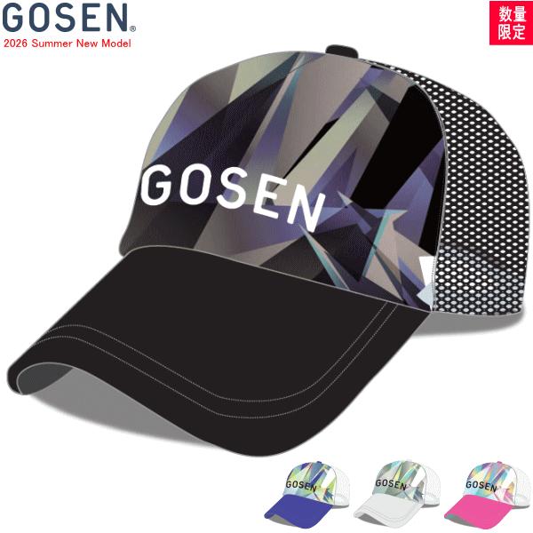 GOSEN ゴーセン ソフトテニス数量限定 2026 夏 ロゴ入りメッシュキャップ■サイズフリー（57〜59cm）■カラー(20)ブルー(30)ホワイト(39)ブラック(81)ピンク■素材本体 ポリエステル100％つば裏 ポリエステル65％...