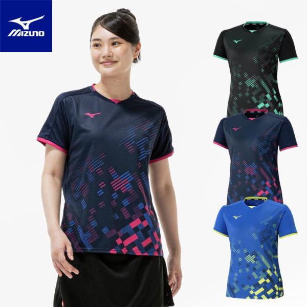 卓球ユニフォーム レディース ゲームシャツサイズ　S、M、L、XL、2XLカラー09：ブラック14：ドレスネイビー23：ダズリングブルーポリエステル100％中国製・JTTA 日本卓球協会公認商品・吸汗速乾 汗を素早く吸収、拡散男女連動デザイ...