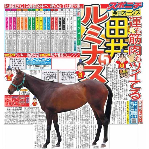 スポーツニッポン東京最終版5月24日付（宅配）立石 連夜のG倒打上田大河 プロ１勝謎の半裸応援パワーうなぎのぼり 三田佳子FANTASTICS 全国アリーナツアー初日「中村敬斗を出せれば良い」