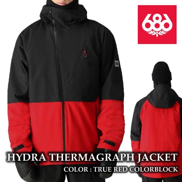 日本正規品 スノーボード ウェア ジャケット シックスエイトシックス 686 HYDRA THERMAGRAPH JACKET True Red Colorblock メンズ 24-25 爆買