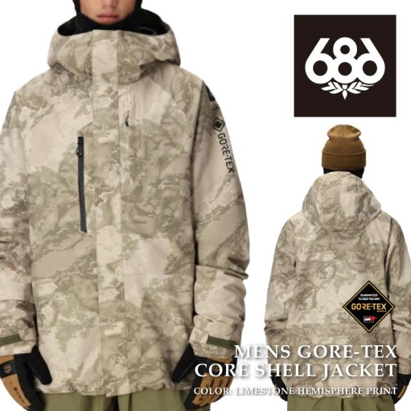 日本正規品 スノーボード ウェア ジャケット シックスエイトシックス 686 MENS GORE-TEX CORE SHELL JACKET Limestone Hemisphere Print ゴアテックス メンズ 25-26 爆買