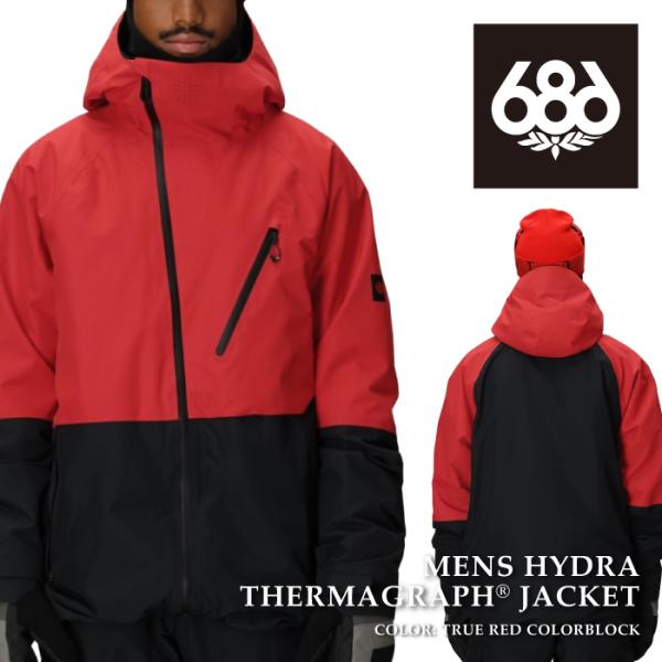 日本正規品 スノーボード ウェア ジャケット シックスエイトシックス 686 MENS HYDRA THERMAGRAPH JACKET True Red Colorblock メンズ 25-26 爆買