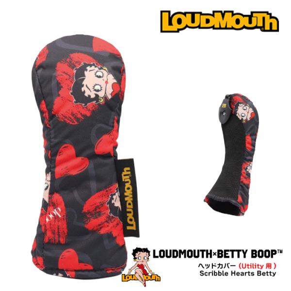 日本正規品 ゴルフ ラウドマウス LOUDMOUTH BETTYBOOP ヘッドカバー UT ユーティリティ用 Scribble Hearts Betty ベティブープ メンズ レディース ユニセックス 2026