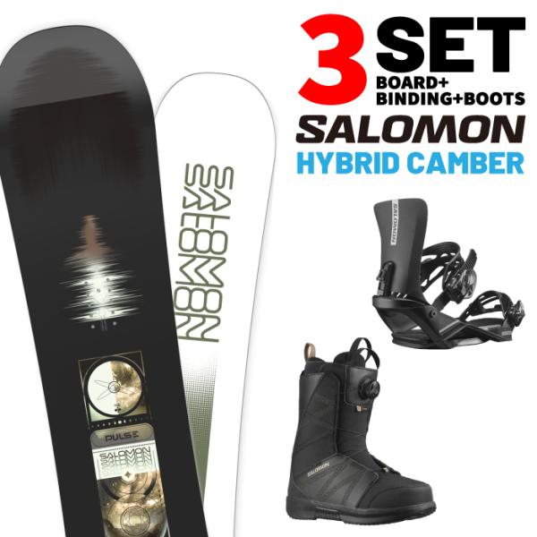日本正規品 取付可能 スノーボード ビンディング ブーツ 3点セット サロモン SALOMON PULSE + RHYTHM + TITAN BOA パルス リズム タイタン 板 バインディング メンズ 25-26