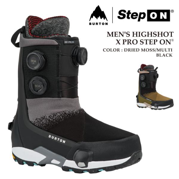 日本正規品 スノーボード ブーツ バートン BURTON MENS HIGHSHOT X PRO STEP ON Black・Dried Moss Multi ハイショット エックス プロ ステップオン メンズ 26-27