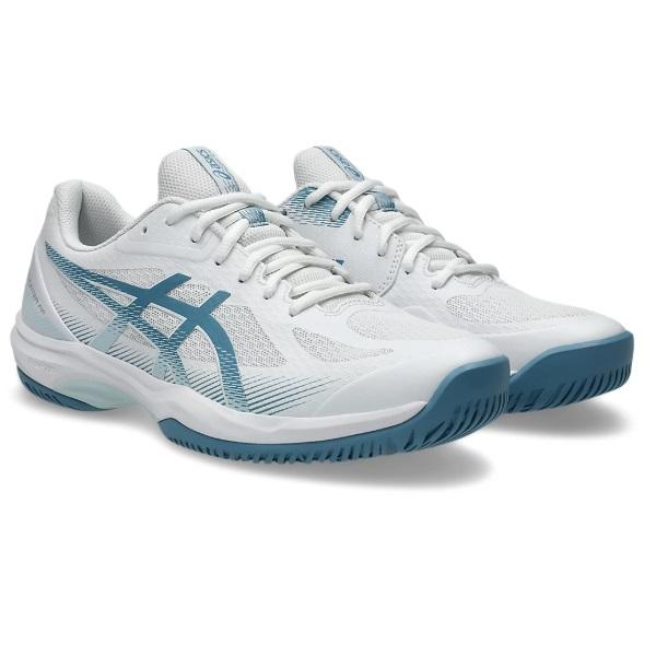 スピードと柔軟性を兼ね備えたマルチパフォーマンスモデル■メーカー：asics アシックス■品名：COURT HUNTER FF■品番：1071A111■カラー：103（White/Saba Blue）■サイズ：25.0〜28.0cm■幅/ラ...