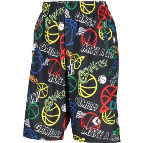 コンバースのジジュニアバスパン。バスケットボールのアイコンをカラフルに表現した総柄パンツ。柔らかな肌触りに吸汗速乾を兼ね揃えたスポーツ向けアイテム。■メーカー：CONVERSE コンバース■品名：5F JRプラクティスパンツ（ポケット）■品...