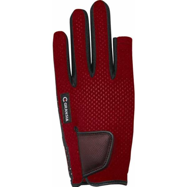 グランドゴルフ手袋 速乾性が高くいつも快適！日焼け防止商品説明●素材：手の甲/ポリエステル＋合皮＋磁石　　　　手のひら/合皮（通気性のよいパンチング加工）●サイズ：Ｓ、Ｍ●両手入り●色：ワイン　　　左手に強力磁石がついているので、マーカー装...