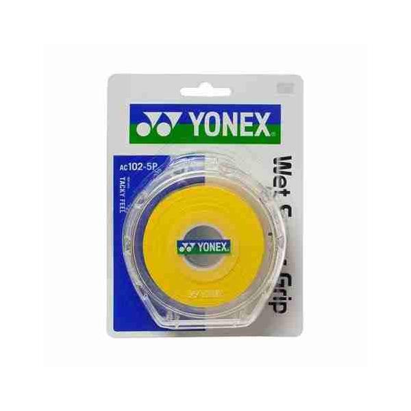 新品　YONEX　グリップテープ　ウェットスーパーグリップAC102-5P（ケース付き）イエロー　※2個セット仕様：ウェットタイプ、長尺対応、吸汗素材：ポリウレタンサイズ：25mm×1200mm×0.6mm原産地：インドネシア※1個に5本分...