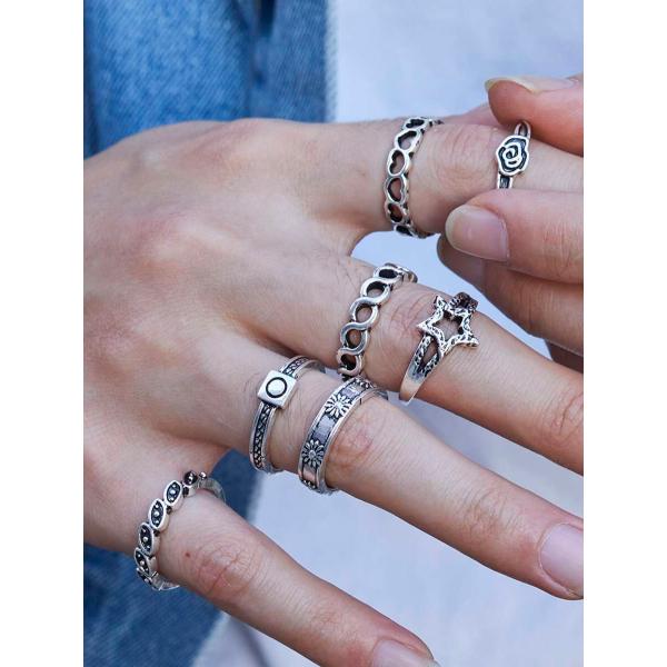 詳細 : 花, ハート, スター着用時期 : デイリー素材 : 亜鉛合金性別 : 男性カラー : アンティークシルバー