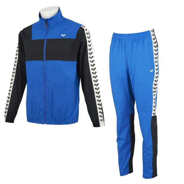 ストレッチ布帛ウインドジャケットとロングパンツ。定番チームラインと胸元とひざ下の配色切替がデザインポイント。リサイクルポリエステル素材を使用。■素材ポリエステル55% 複合繊維(ポリエステル)45%。■特徴はっ水　ストレッチ　エコ。