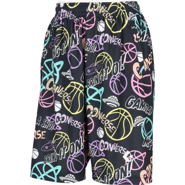 【商品名】Jr.プラクティスパンツ(ポケット付き) ジュニア キッズ 子ども バスケットボール バスケ ミニバス パンツ バスパン プラパン ボトムス・コンバースのジジュニアバスパン。・バスケットボールのアイコンをカラフルに表現した総柄パン...