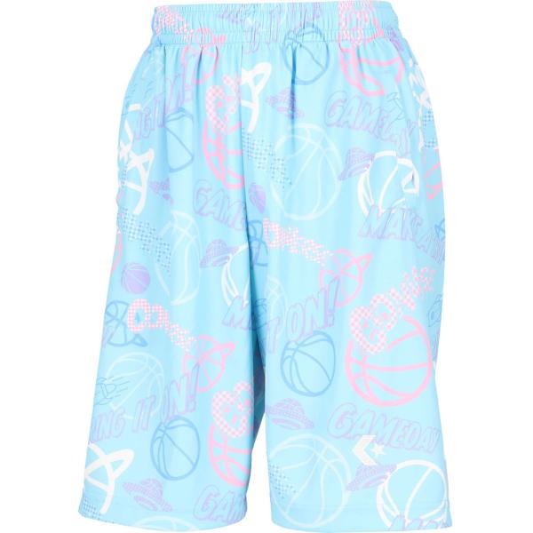 【商品名】Jr.プラクティスパンツ(ポケット付き) ジュニア キッズ 子ども バスケットボール バスケ ミニバス パンツ バスパン プラパン ボトムス・コンバースのジジュニアバスパン。・バスケットボールのアイコンをカラフルに表現した総柄パン...