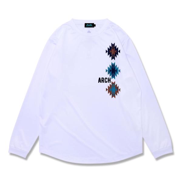 【商品名】Arch native pattern L/S tee DRY メンズ バスケットボール 長袖Tシャツ ロングTシャツ ロンT トップス・ネイティブ・アメリカンに伝承される幾何学的な図柄からインスパイアしたデザインのDRY-L/S...