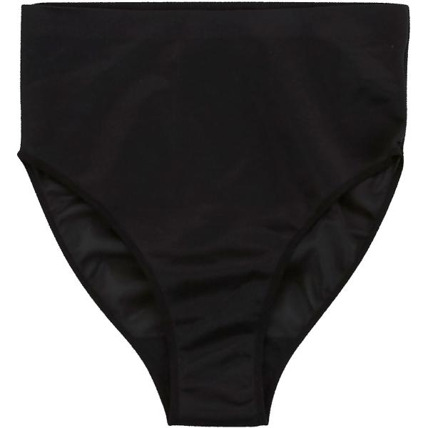 ハイウエストタイプのレディスインナーショーツ。ハイウエスト仕様でお腹をスッキリ包み込む。またフラットウエスト仕様でウエストラインが響きにくい。水着の下に着用することが可能なので、水着を一枚で着ることに抵抗があるユーザーにおススメ。ブラックS...