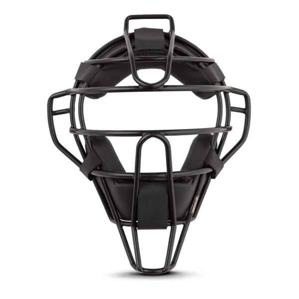 【高校野球対応】審判用マスク（スチールフレーム） 硬式審判用■カラー：ブラック■素材 : フレーム部：クロムモリブデン中空鋼、パッド部：PU■製造国 : ベトナム■公認／仕様 : SGマーク合格品（対人賠償責任保険付）■重さ（ウエイト） :...