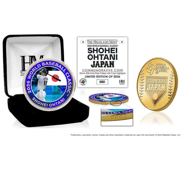 MADE IN THE USAThe Highland Mint 社製コイン：約φ3.9cm 22ktゴールドメッキアクリルコインケースジュエリーケース(ブラック)シリアル番号入り※全商品WBC公認のホログラムシールが貼られている正規品です...