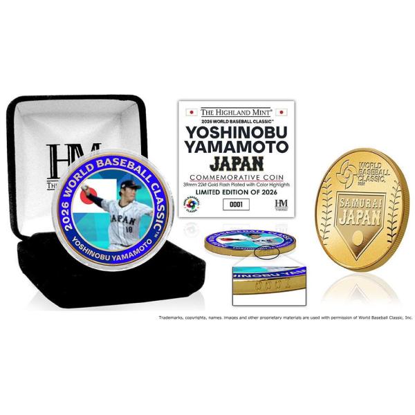 MADE IN THE USAThe Highland Mint 社製コイン：約φ3.9cm 22ktゴールドメッキアクリルコインケースジュエリーケース(ブラック)シリアル番号入り※全商品WBC公認のホログラムシールが貼られている正規品です...