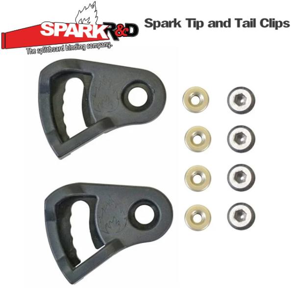 SPARK TIP &amp; TAIL CLIPS はあらゆるボードの変動性を考慮したカスタムフィットを提供。次第にタイトになる5段階のメモリ位置により、あなたの望むがままにボードをタイトに固定することが可能。取り付けの為に指が凍る心配は...