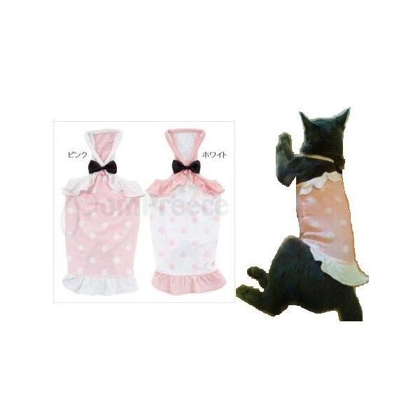 鈴の付いたリボンがポイントの猫用ドレス風キャミソール。着せ替え気分で猫ちゃんをオシャレに、Cuteに大変身させちゃえます( ´艸｀)着せやすいストレッチ素材で着心地抜群です♪【サイズ表記】2号（背丈29cm、胴囲32〜37cm、首囲16〜1...