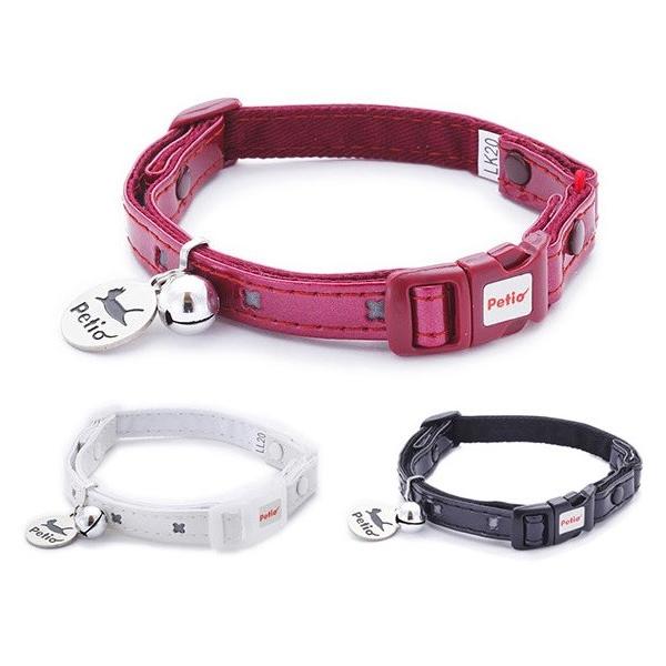 クロス部分が車などのライトで反射します。安心のセイフティバックル力が加わると外れるバックル仕様。ゴム付き安心仕様で、首輪が木の枝などに引っかかっても首を抜くことができます。迷子札、鈴付きです。万一に備え迷子札に名前とTELを記入できます。■...