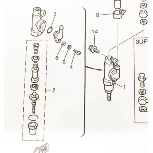 VMAX1200(3UF)　リヤブレーキマスターシリンダーインナーキット　(リアブレーキマスターシリンダーインナーキット)　図中(2番)　1FK-W0042-50　販売内容は以下になります。●図中(2番)　1FK-W0042-50　1個 &...