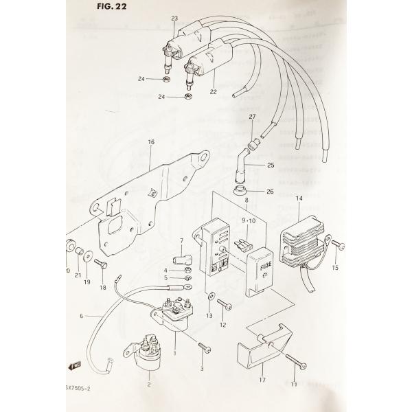 GSX750Sカタナ(GS75X)　★車体番号GS75X-114746まで(1型)　スターターリレー(マグネチックスイッチ)　図中(1番) 31800-37020　(31800-49320　より品番統一)　販売内容は以下になります。●図中(...