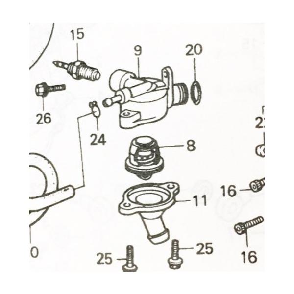 フュージョン(MF02)　サーモスタット　図中(8番)　19300-KM1-003販売内容は以下になります。●図中(8番)　19300-KM1-003　1個<同じ商品を２個以上または違う商品を2アイテム以上をご購入頂いた場合の送料につ...